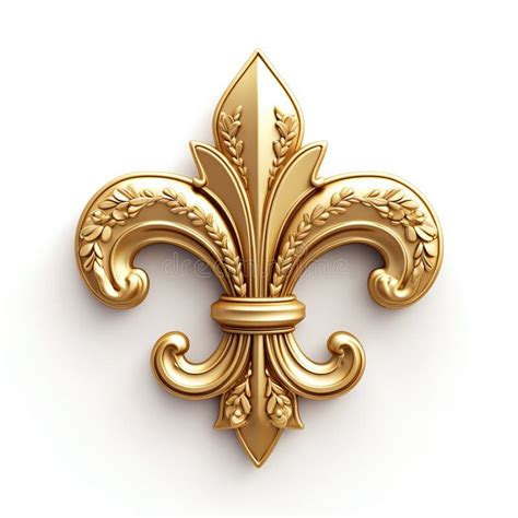 Regal Elegance Royal Gold Fleur De Lis Ornament Isolated On White