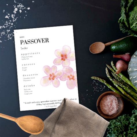 Printable Passover Seder Menu Template Passover Menu Modern Passover