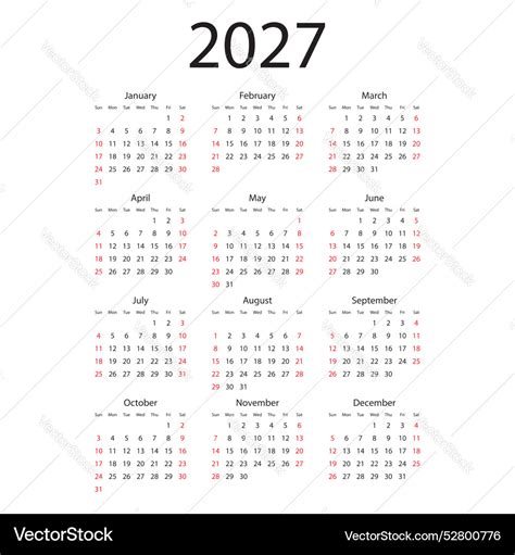 2027 Year Calendar Printable 2025 2026 2027 And 2028 Calendars Ibdnv