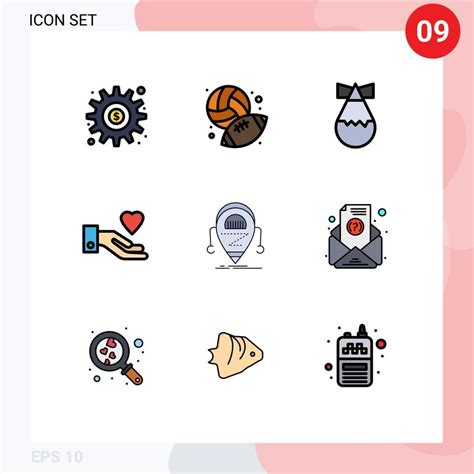 Filledline Flat Color Pack Of 9 Universal Symbols Of Droid Android