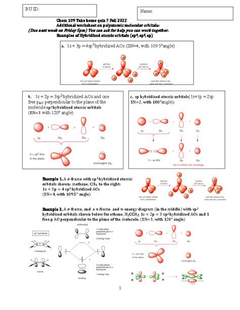 Quiz Over Polyatomic Molecular Orbitals 1 Chem 109 Take Home Quiz 7