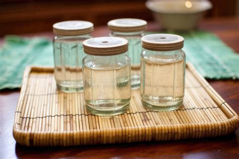 Glass Cupping Jars On Bamboo Mat Stock Image Image Of Glass Jars