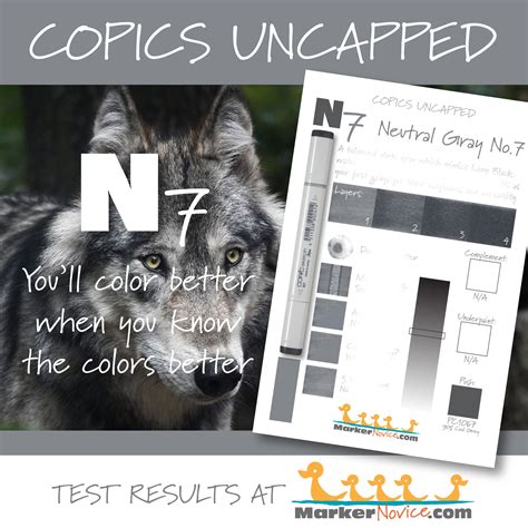 N7 Neutral Gray No 7 Copics Uncapped Marker Swatch Ink Testing