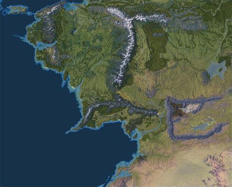 A “satellite” Map Of Middle Earth Brilliant Maps Middle Earth Map