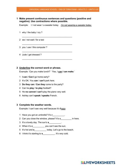 Adults 2 Final Test Worksheet Live Worksheets