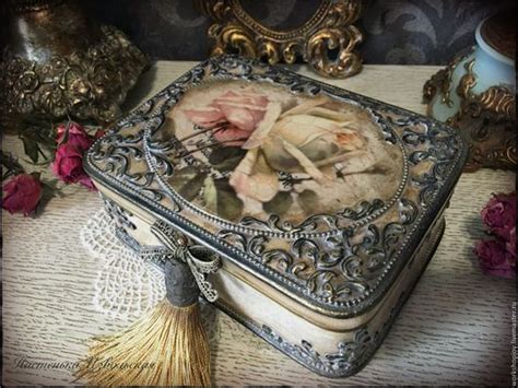 Шкатулки ручной работы Шкатулка для украшений и колец Декупаж Шкатулка Настенька Извольская