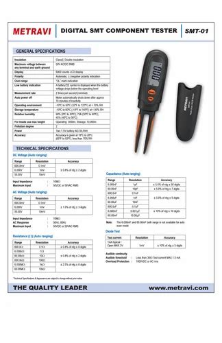 Two V Battery Metravi SMT Digital SMT Component Tester At Piece In Ahmedabad