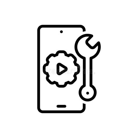 Black Line Icon For Setup Gear And Wrench Stock Vector Illustration