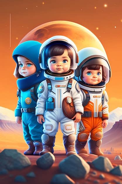 Premium Ai Image Small Babay Super Boys In Space