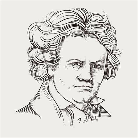 Met De Hand Getekende Beethoven Illustratie Gratis Vector