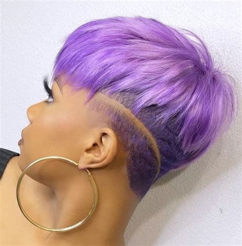 Purple 💜 Pixie Cut Short Hair Designs Cute Hairstyles For Short Hair Shaved Side Hairstyles