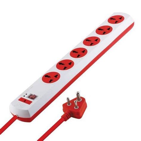 Mx Power Strip With 6 Universal Socket Master Switch Power Indicator 1 5 Mtr Cord Length At