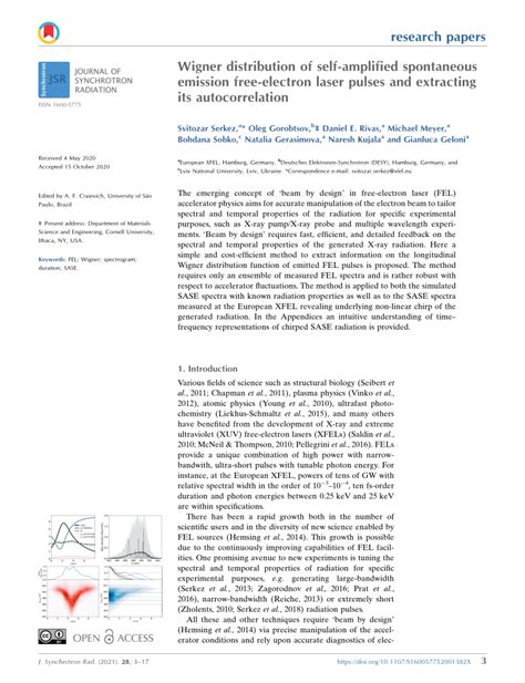 Pdf Wigner Distribution Of Self Amplified Spontaneous Emission Free Electron Laser Pulses And