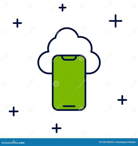 Filled Outline Cloud Technology Data Transfer And Storage Icon Isolated