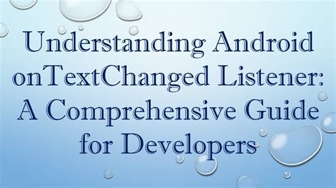 Understanding Android OnTextChanged Listener A Comprehensive Guide For Developers YouTube