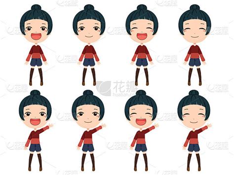 一个微笑的女孩的全身插图