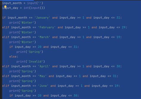Solved I Need This Code To Only Print 1 Season Or Invalid