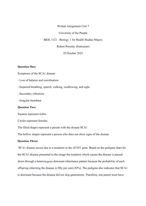 BIOL 1121 AY2022 T1 Written Assignment Unit 7 Written Assignment