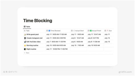 Time Blocking Notion Template