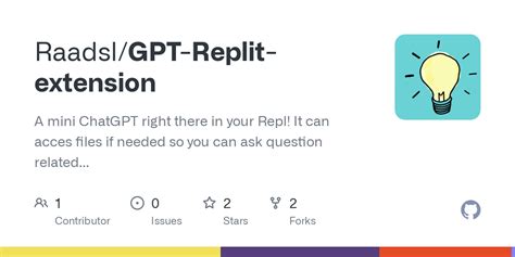 Github Raadslgpt Replit Extension A Mini Chatgpt Right There In