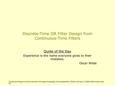Lecture 16 Discrete Time Filter Design From Continuous