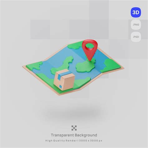 투명 배경으로 3d 아이콘 그림 렌더링 맵 프리미엄 Psd 파일