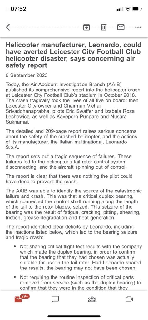 航空报告：莱斯特城已故老板维猜乘坐的直升机或因机械故障坠毁 腾讯新闻