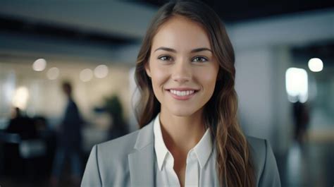 A Woman In A Business Suit Smiling At The Camera Suitable For Business