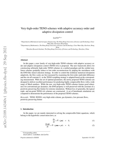 Pdf Very High Order Teno Schemes With Adaptive Accuracy Order And