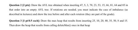 solved question 2 2 pts draw the avl tree obtained when