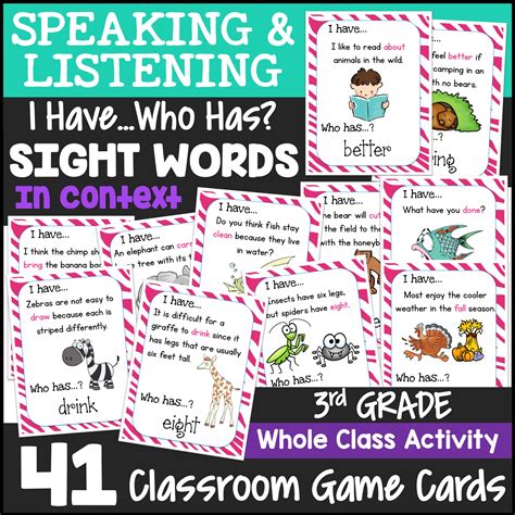 3rd Grade Sight Words In Context I Have Who Has Game Made By Teachers
