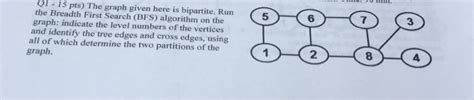 Solved Oi Pts The Graph Given Here Is Bipartite Run The Chegg