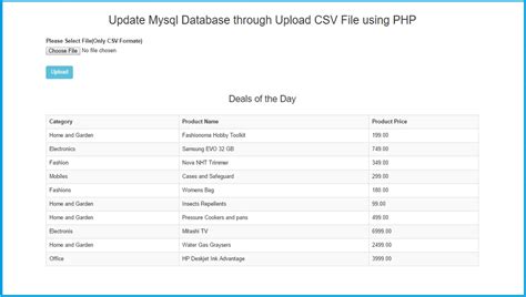 Update Mysql Database Through Upload Csv File Using Php Webslesson