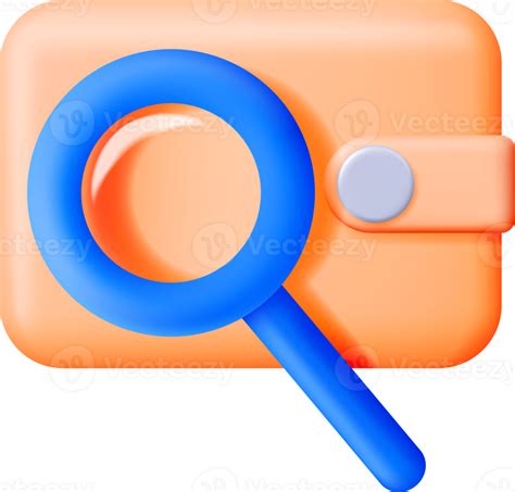 3d Magnifying Glass And Leather Wallet 35715130 Png
