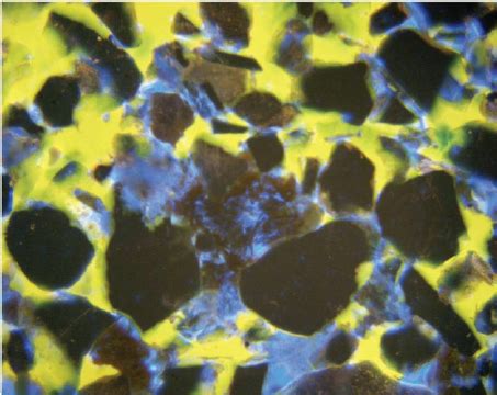 A Thin Section Through An Oil Bearing Sandstone Showing How The Oil