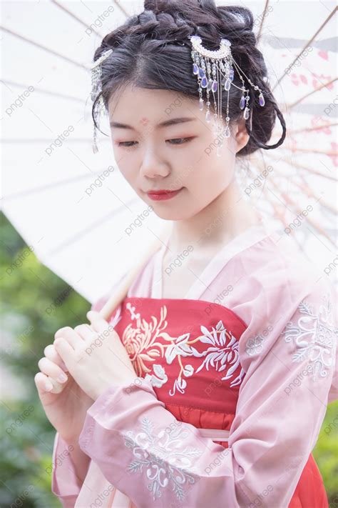 의상을 입은 아름다운 여성과 우산 아래 Hanfu Lixia의 사진 배경 한복 옛 옷 Lixia 배경 일러스트 및 사진