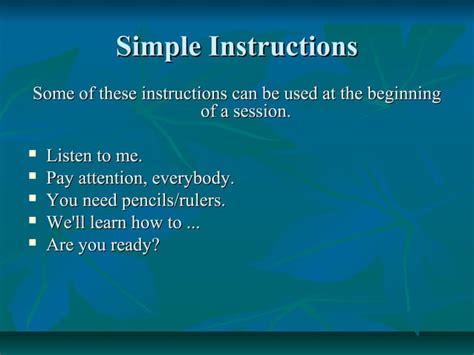 Classroom Language Simple Instructions Ppt