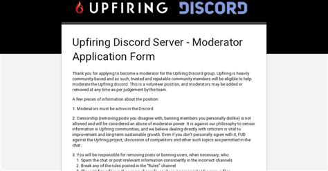 Discord Moderator Application Template