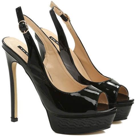 Elevate Your Style With Black Peep Toe Platform Slingbacks