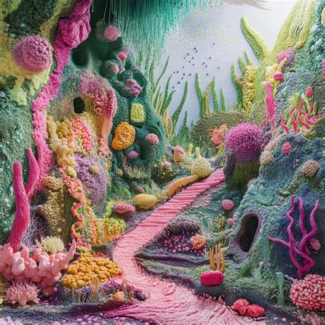 Exploring The Vibrant World Of Bacteria With Intricate Textures And Colors In An Undersea