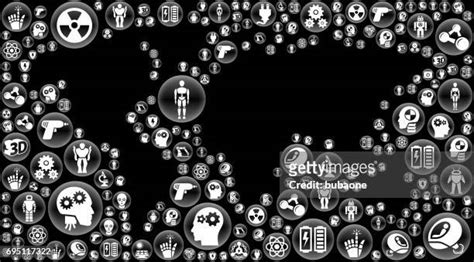 World Map Robots And Robotics Black Vector Button Pattern High Res