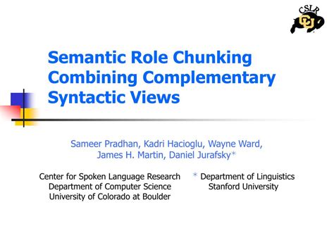Ppt Semantic Role Chunking Combining Complementary Syntactic Views