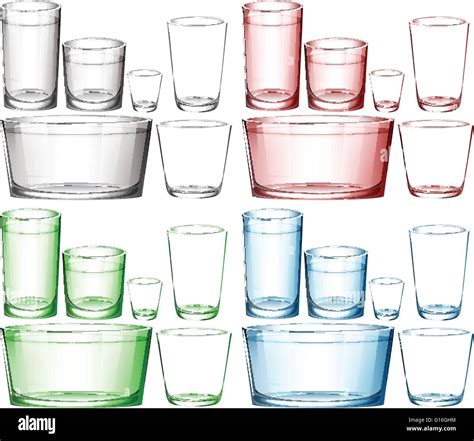 Set Of Glassware In Different Colors Illustration Stock Vector Image
