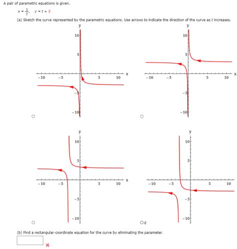 Solved A Pair Of Parametric Equations Is Given X Y 1