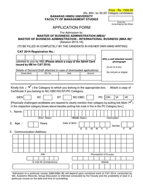 Fms Bhu Application Form Government Politics