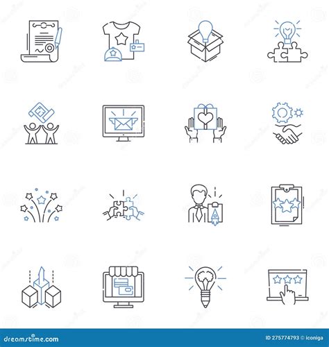 Lead Generation Concept Line Icons Collection Prospecting Conversion Funnels Traffic