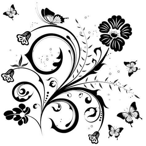 Flor borboleta elemento de design ilustração vetorial Vetor Premium