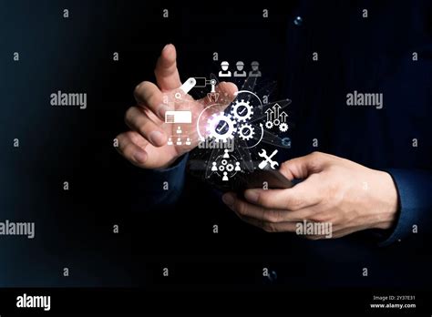 Rpa Business Robotic Process Automation Concept Person With Gear Icon