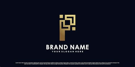 독특한 개념을 가진 회사 또는 개인을 위한 황금 그라데이션 편지 P 로고 디자인 Premium Vector 프리미엄 벡터