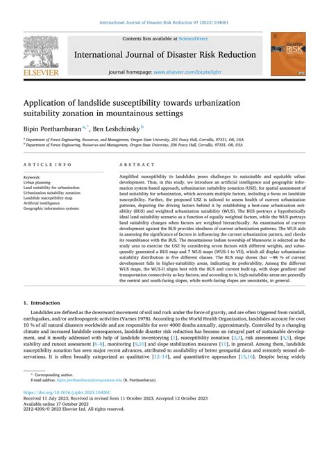 Pdf Application Of Landslide Susceptibility Towards Urbanization Suitability Zonation In